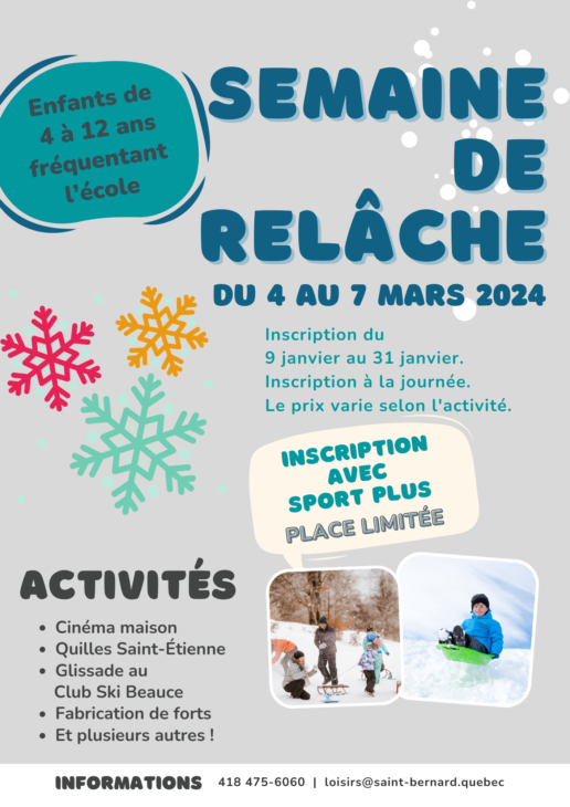 Semaine de relâche - Municipalité de Saint-Bernard